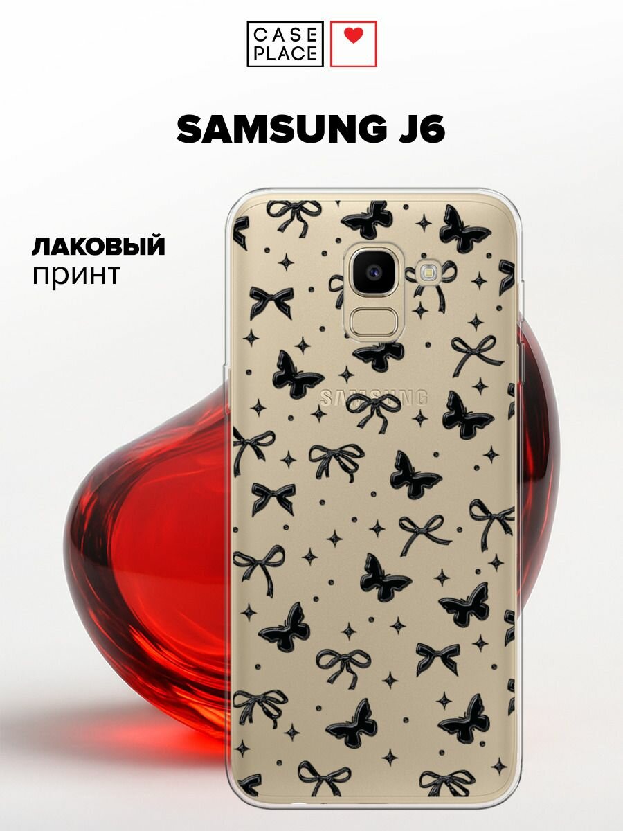 Силиконовый чехол на Samsung Galaxy J6 2018 / Самсунг Галакси Джей 6 2018 с принтом Монохромные ленточки