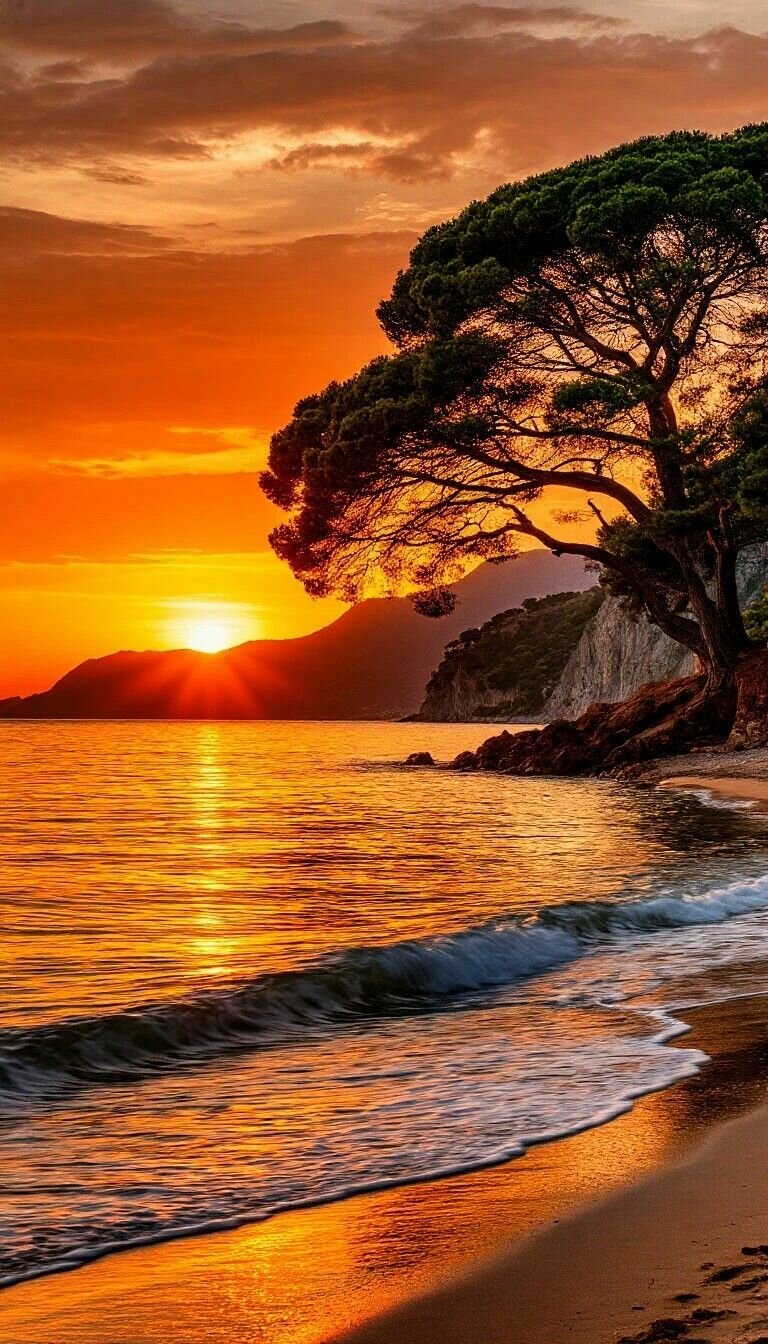 Алмазная живопись "Багровый закат", 5D, круглая, 40x50 см. Производитель: Brose Art.