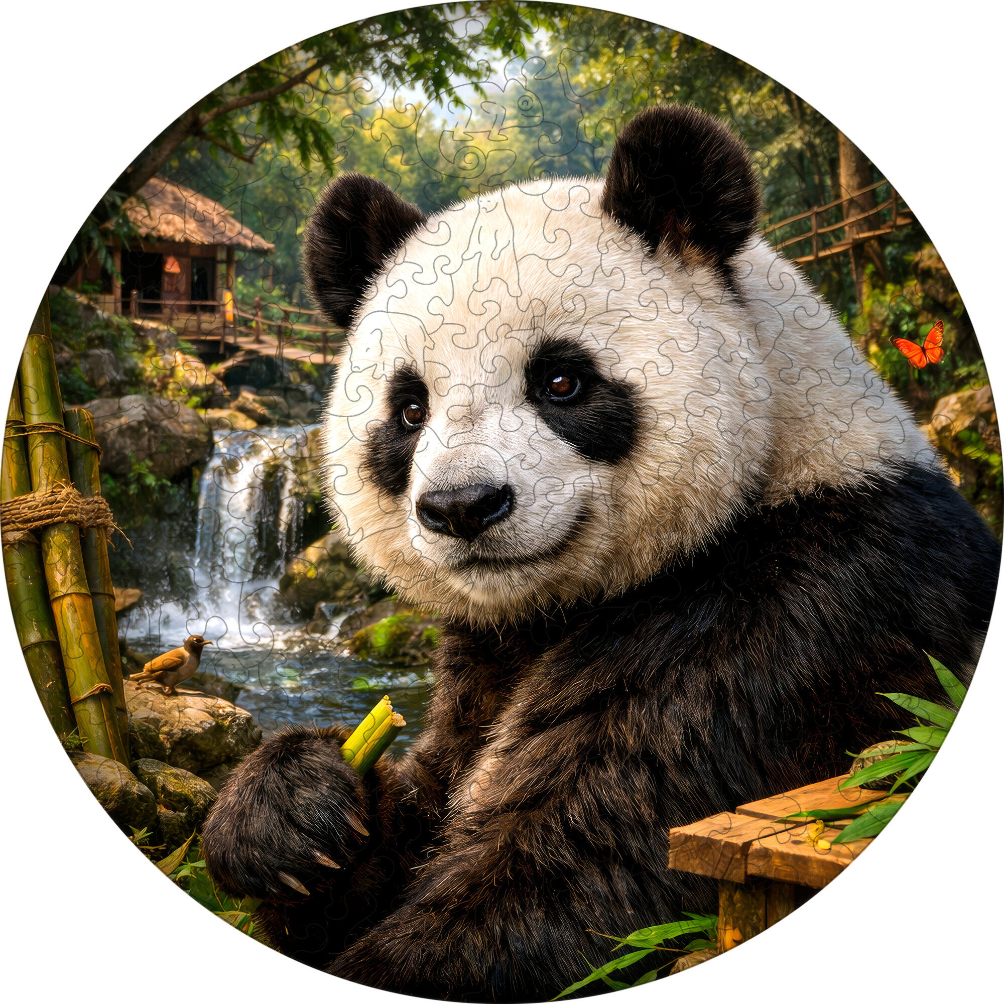 Деревянный пазл "Панда" коллекции "Мир животных" / 30х30см, 216 деталей / Подарок для взрослых и детей