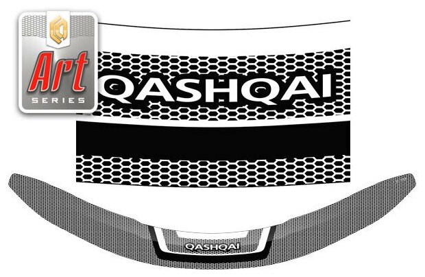 Дефлектор капота Серия "Art" белая Nissan Qashqai Год выпуска 2014-2018