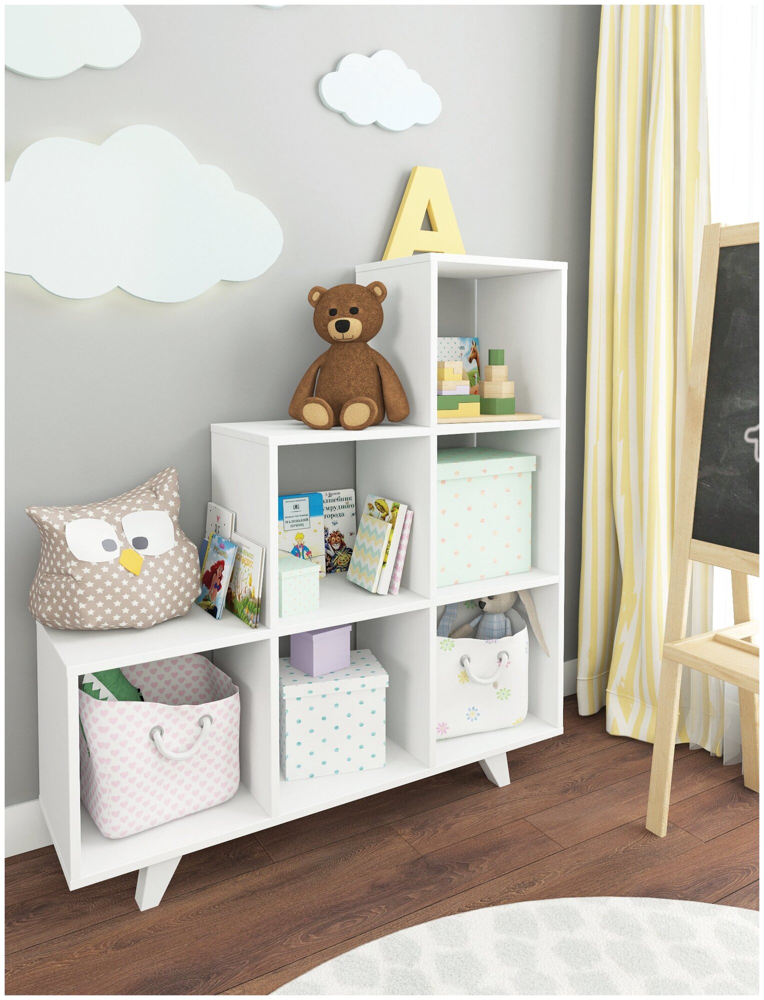 Стеллаж "Джуна" ШхГхВ: 102.6х29.5x112.3 см, цвет: Белый, 9 полок