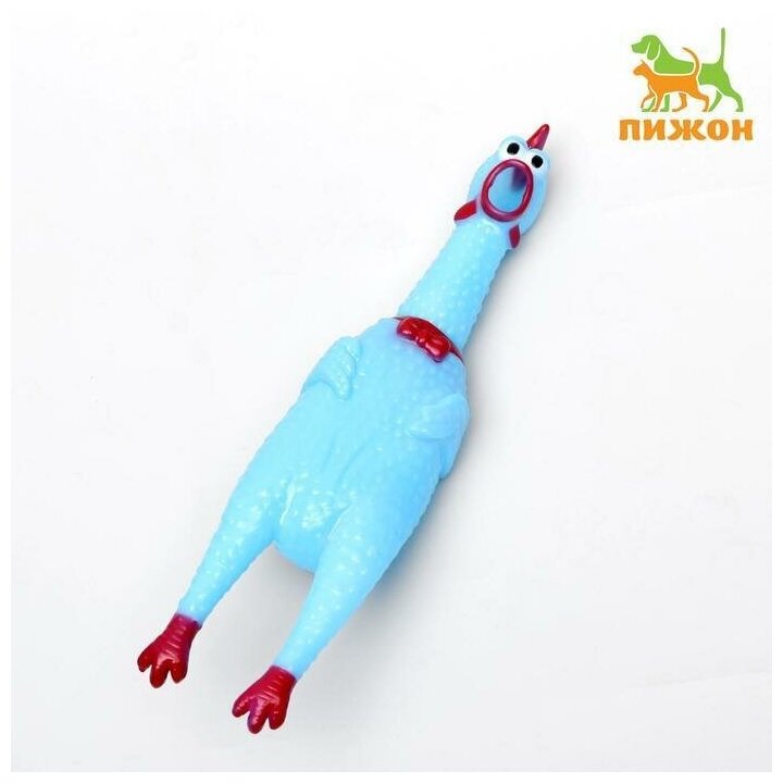 Игрушка пищащая "Задумчивая курица" для собак, 28 см, голубая