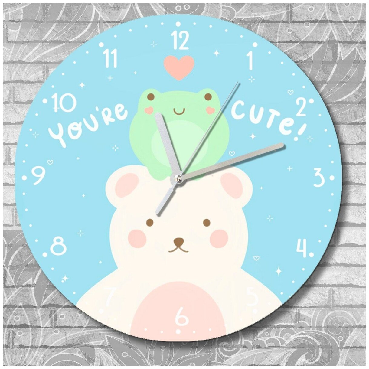 Настенные часы УФ детское животные медведь лягушка милота - 3255
