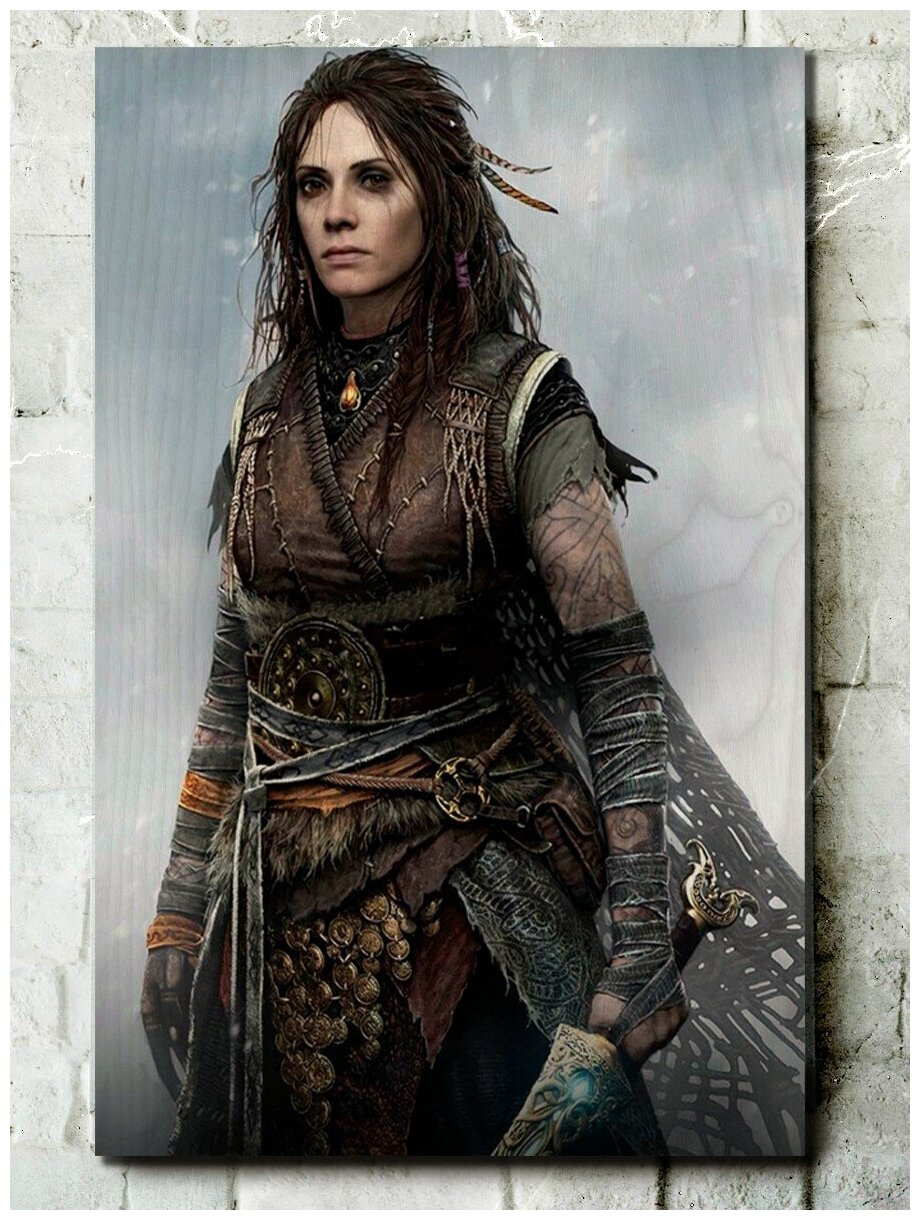 Картина интерьерная на дереве Игра God of War Ragnarok Фрея - 6223 В