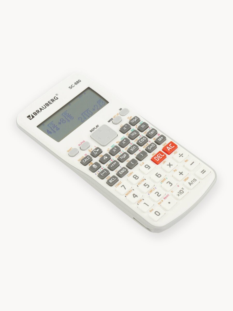 Калькулятор инженерный BRAUBERG SC-880-N, 417 функций, 10+2 разрядов, батарея, белый, 250526