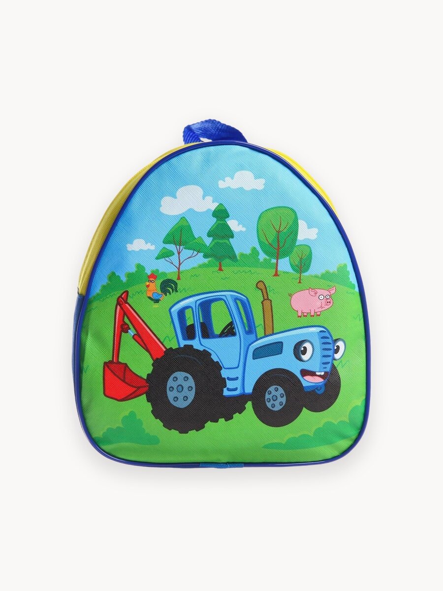 Рюкзак детский для мальчиков в садик, Синий трактор, размер 23 х 10 х 21 см