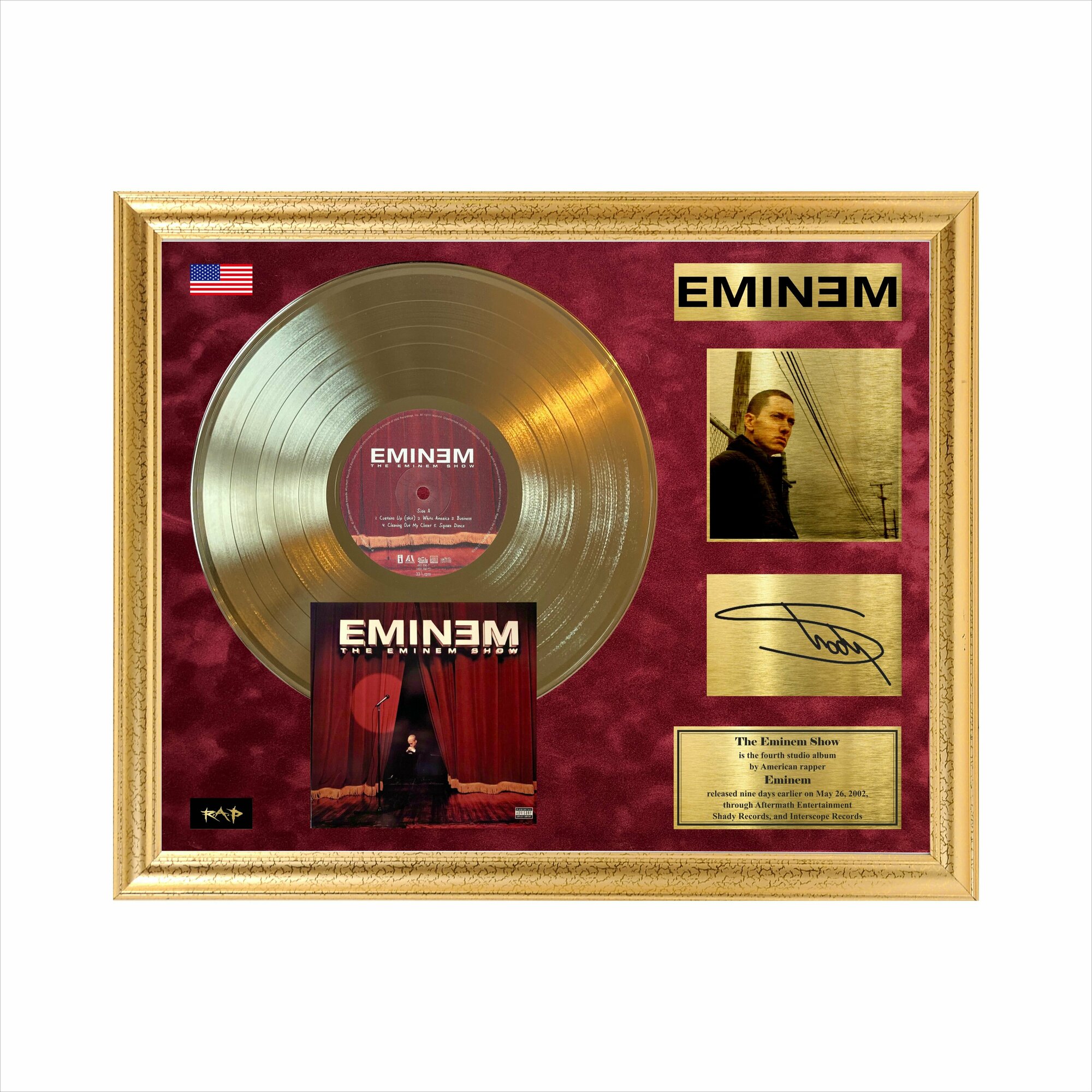 Eminem Show золотой винил в рамке 45х55