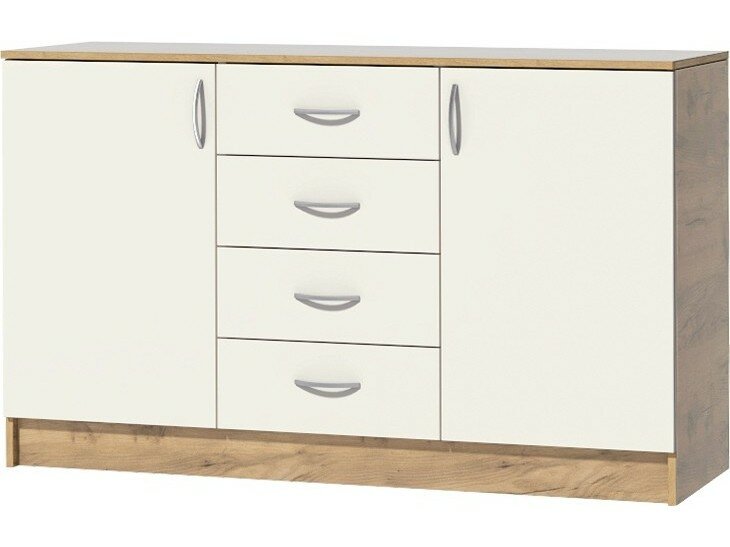 Кэт-7 Комод 2 створки 4 ящика (Крафт золотой / Миндаль)