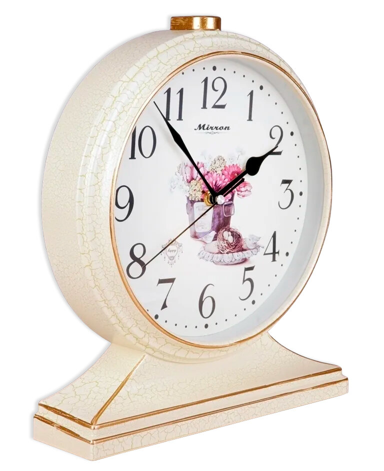 Настольные бело-золотые часы MIRRON P3020A ЖТБ/Ретро/Домашний интерьер/часы под старину