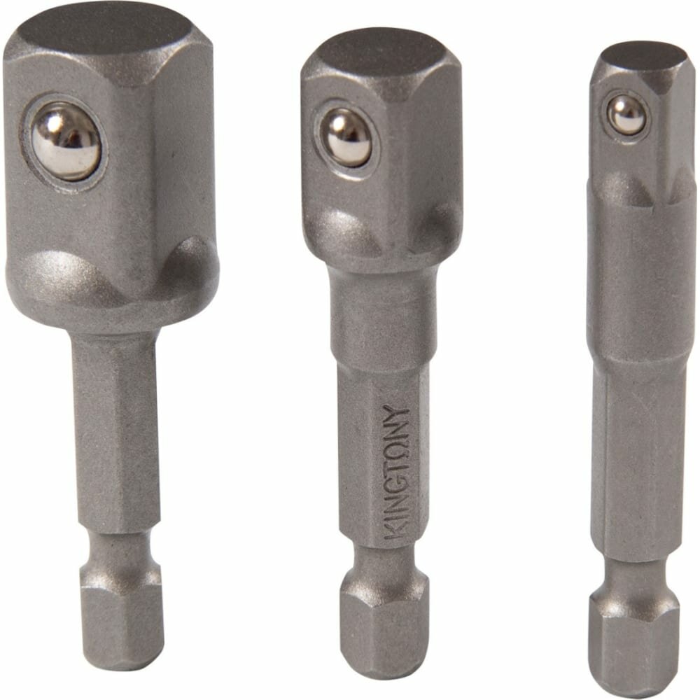 Набор переходников 3 шт (переход с HEX 1/4" на 1/2" DR; 1/4" DR; 3/8" DR) KING TONY 9103PR