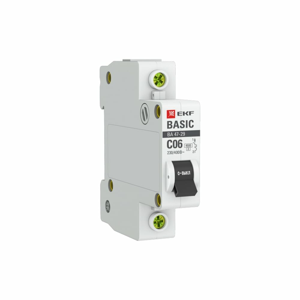 Автоматический выключатель EKF 1P 6А (C) 4,5кА ВА 47-29 Basic mcb4729-1-06C