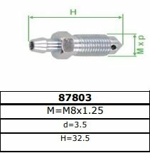 Штуцер прокачной тормозного суппорта M8x1.25 d=1.25 H=32.5 Frenkit 87803