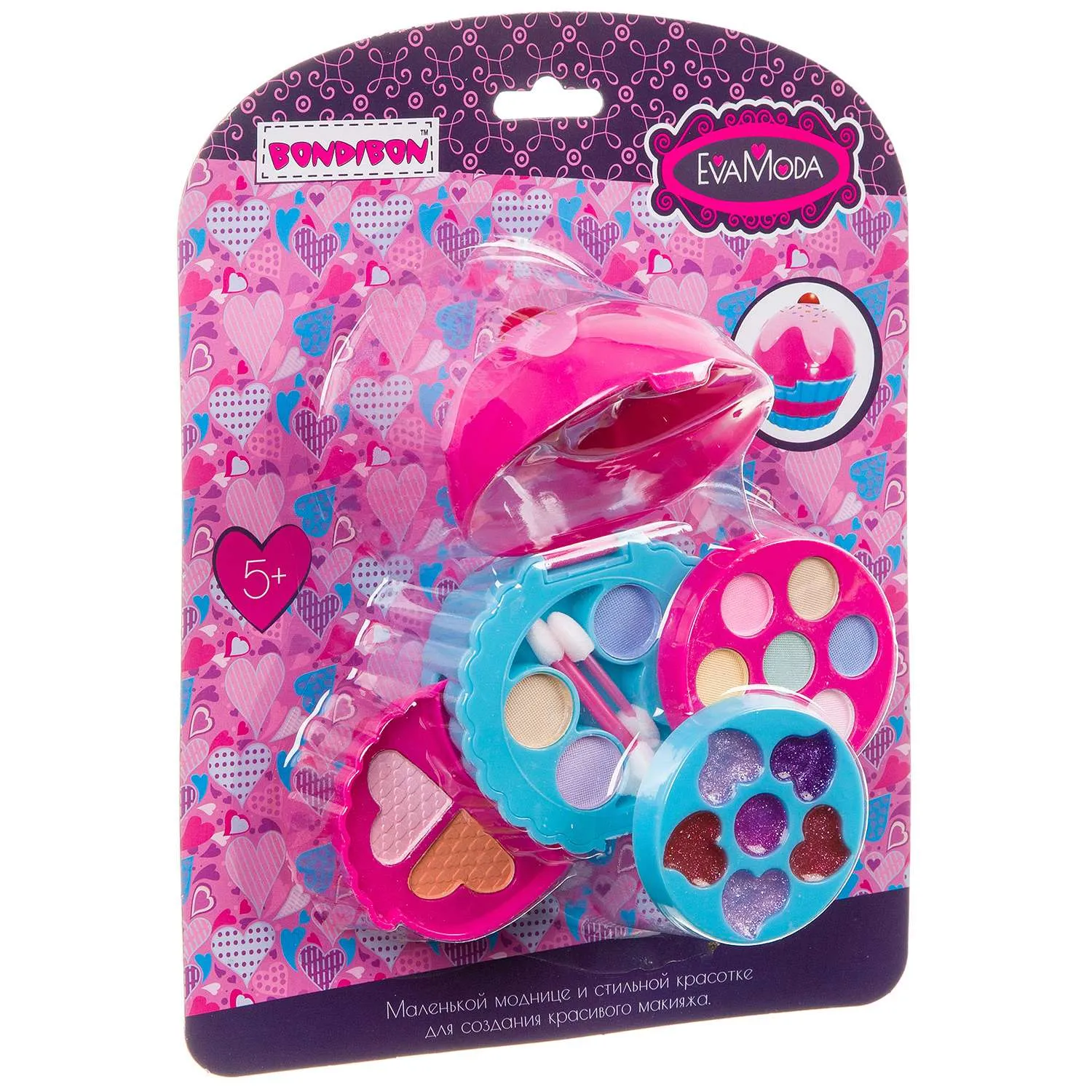 Набор детской декор. косметики Bondibon Eva Moda, CRD 25,5*19*7,5 см; косметичка-пирожное с зеркальц ВВ3781