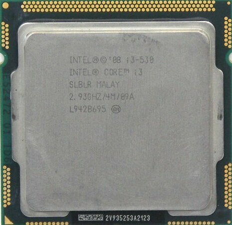 Процессор Intel Core i3-530 2.93 Ghz, Socket 1156/4Mb/2x, 4x, Core/HD Graphics, SLBLR Malay