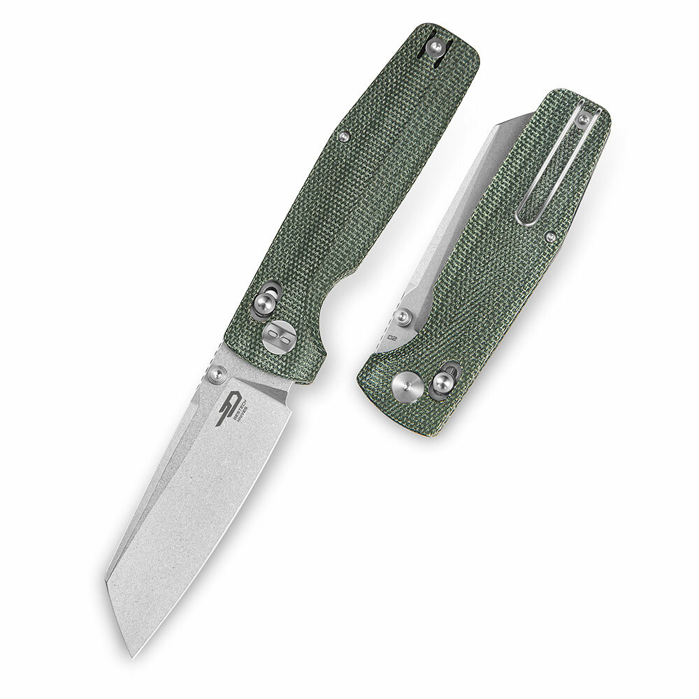 Нож Bestech Slasher сталь D2, рукоять Микарта зеленая(BG56B-1)
