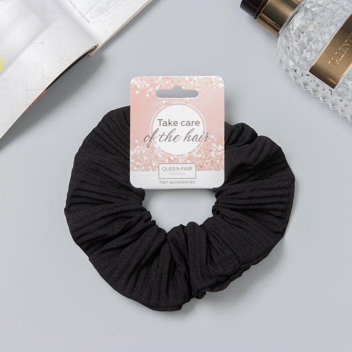 Резинка для волос «Орбита», жатка классика, 12 см, чёрный