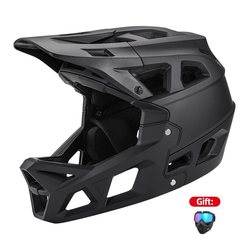CHINION велосипедный шлем ZL-B068 полнолицевой черный/черный, Black-C Goggle, M 55-58cm