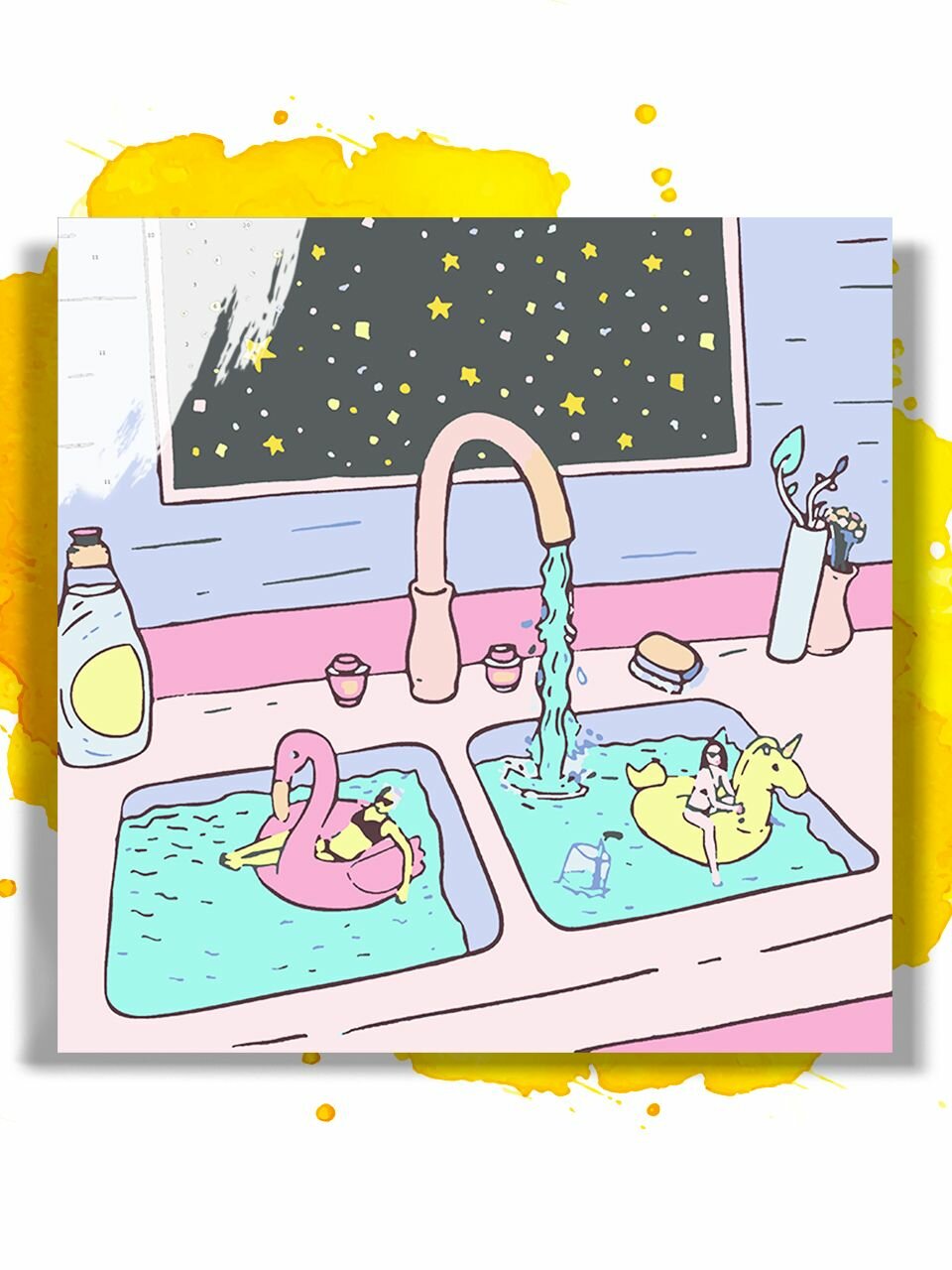 Картина по номерам на холсте Бассейн в раковине, 40 х 40 см