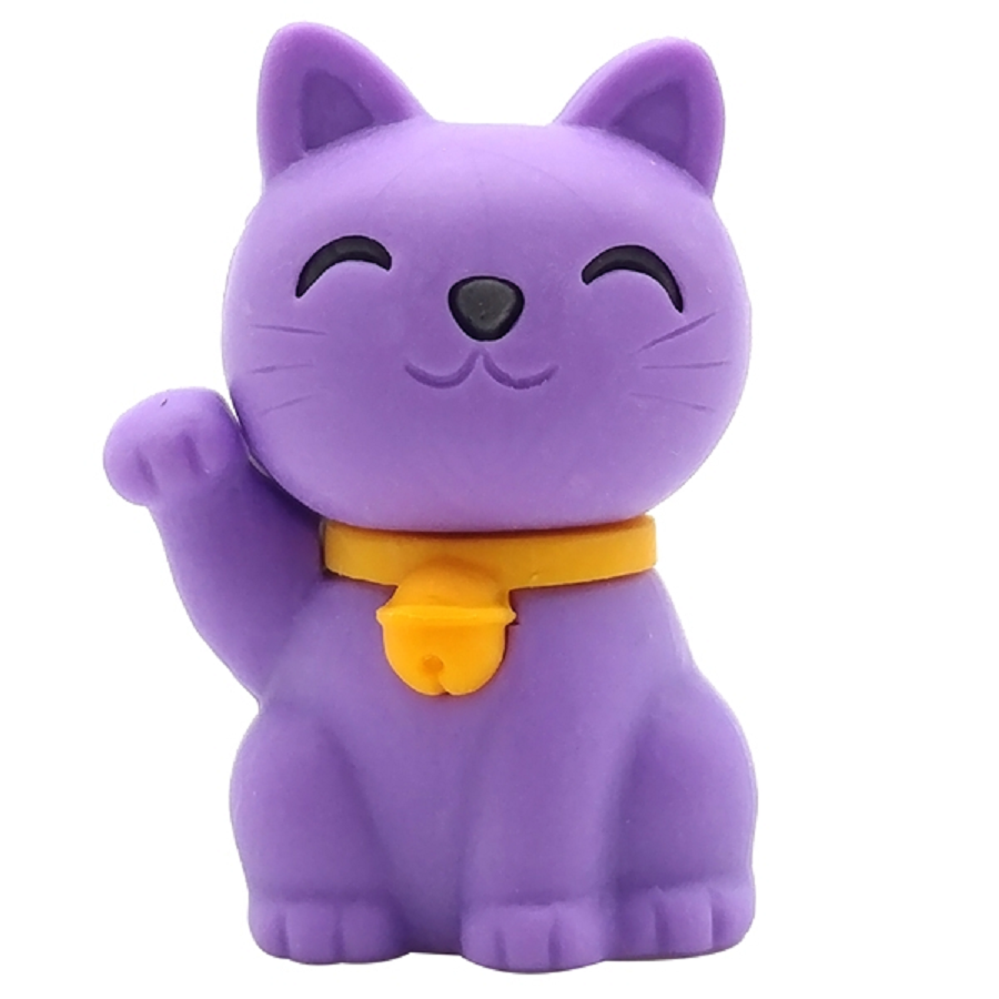 IWAKO Ластик канцелярский кошка денег и удачи Талисман Манеки-неко конструктор, фиолетовый
