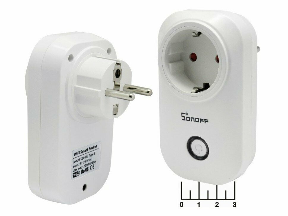 Розетка электрическая 1* с дистанционным управлением Wi-Fi 220V 2200W 10A S20 Sonoff