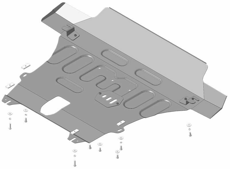 Защита Переднего Бампера, Двигателя, КПП. 2 мм, Сталь. для Renault Duster 2021-2022 MOTODOR.71702