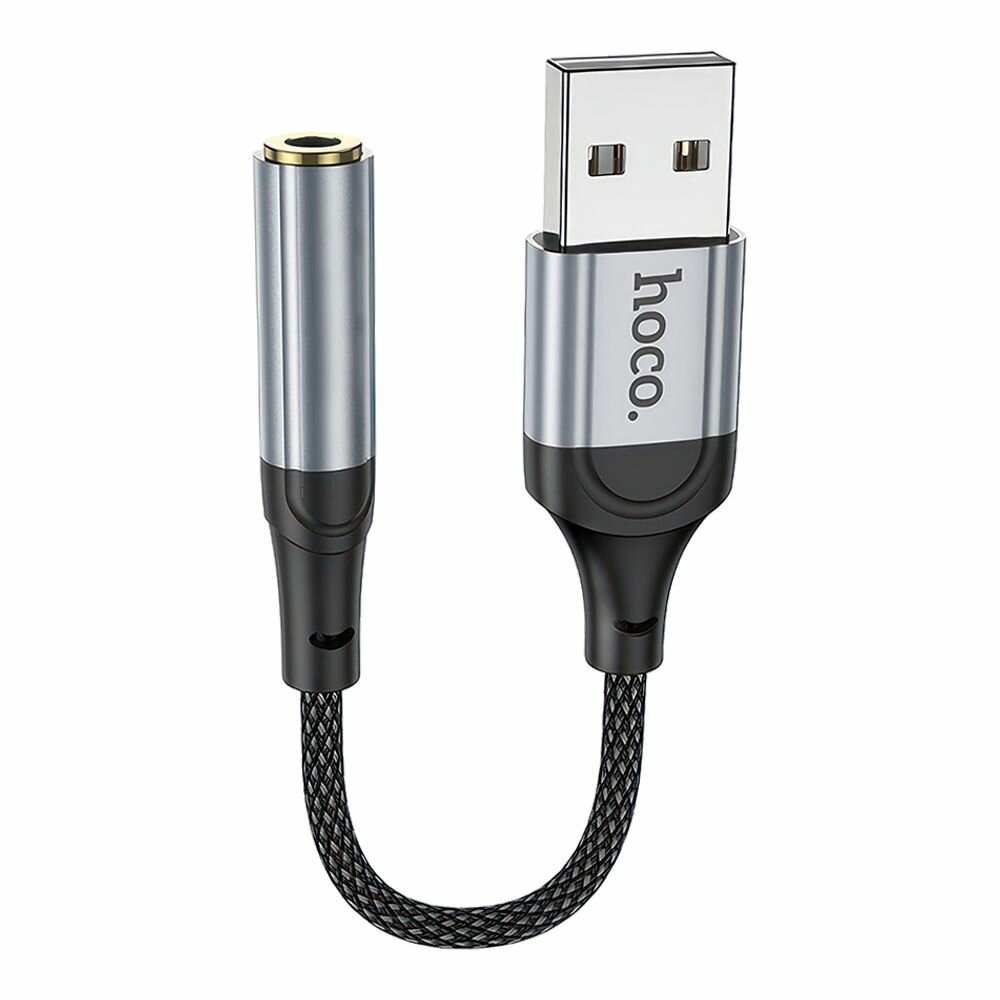 Аудио адаптер HOCO LS36 USB на 3.5мм, Digital Audio Converter, 12см, ABS (черный)