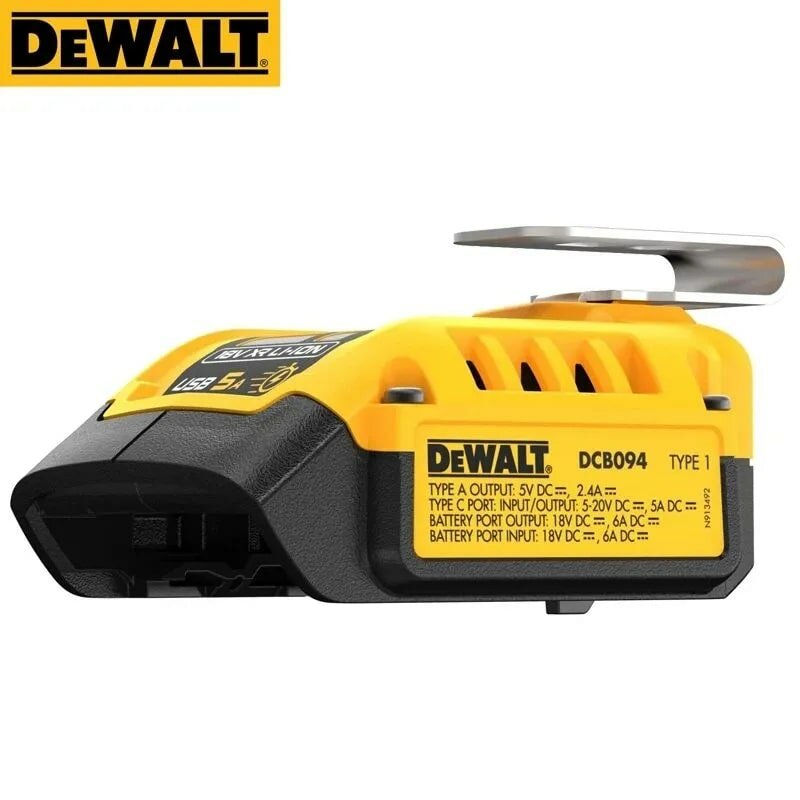 Адаптер DeWalt DCB094, для аккумуляторов DeWalt, USB, слайдер, 20В, 2 порта