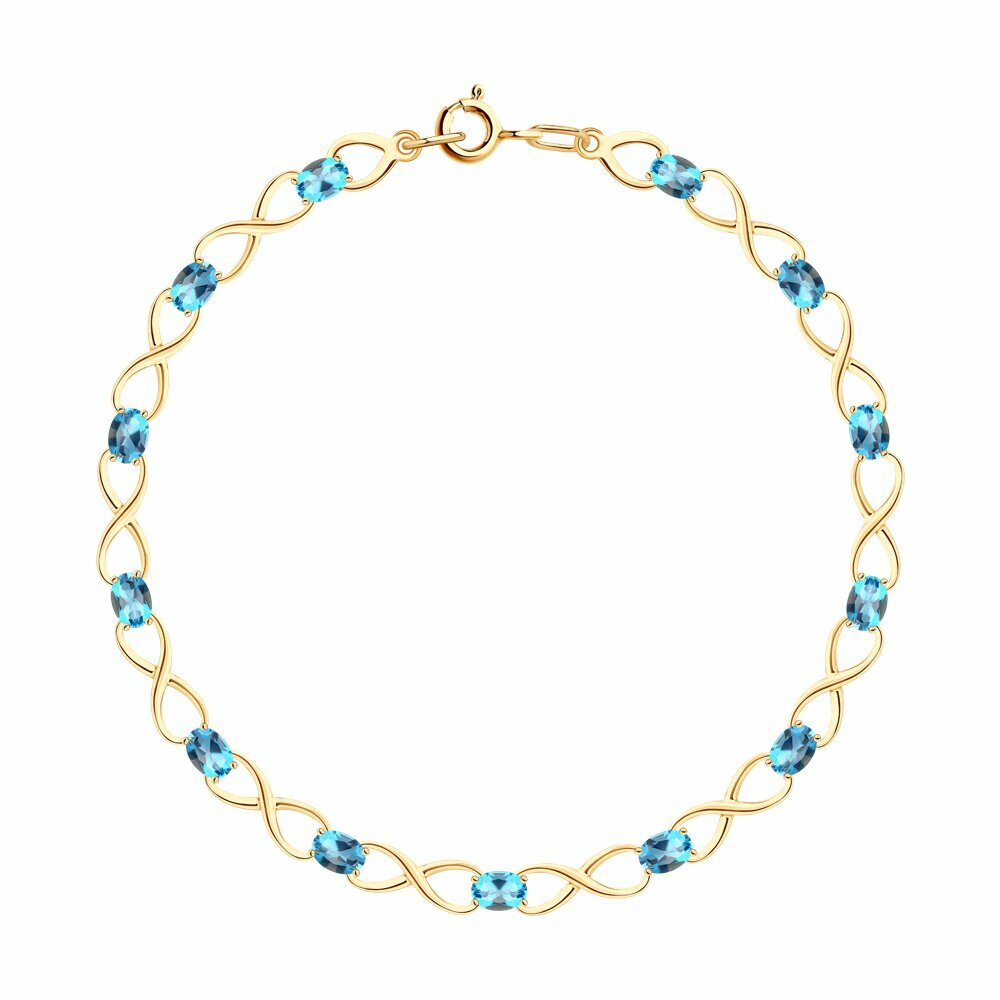 Браслет, красное золото, 585 проба, топаз