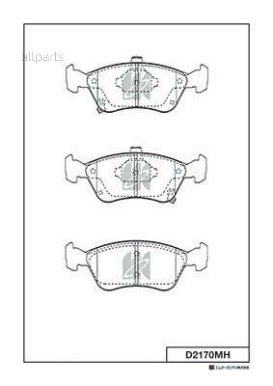 KASHIYAMA D2170MH колодки тормозные, передние (С антискрипной пластиной) TO AVENSIS T22 97-
