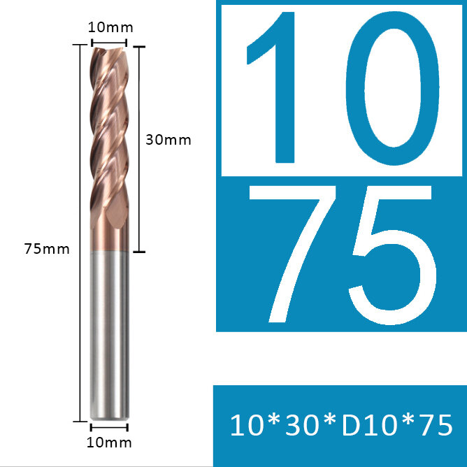 Фреза концевая по металлу 10d*30C*10D*75L*4T монолитная