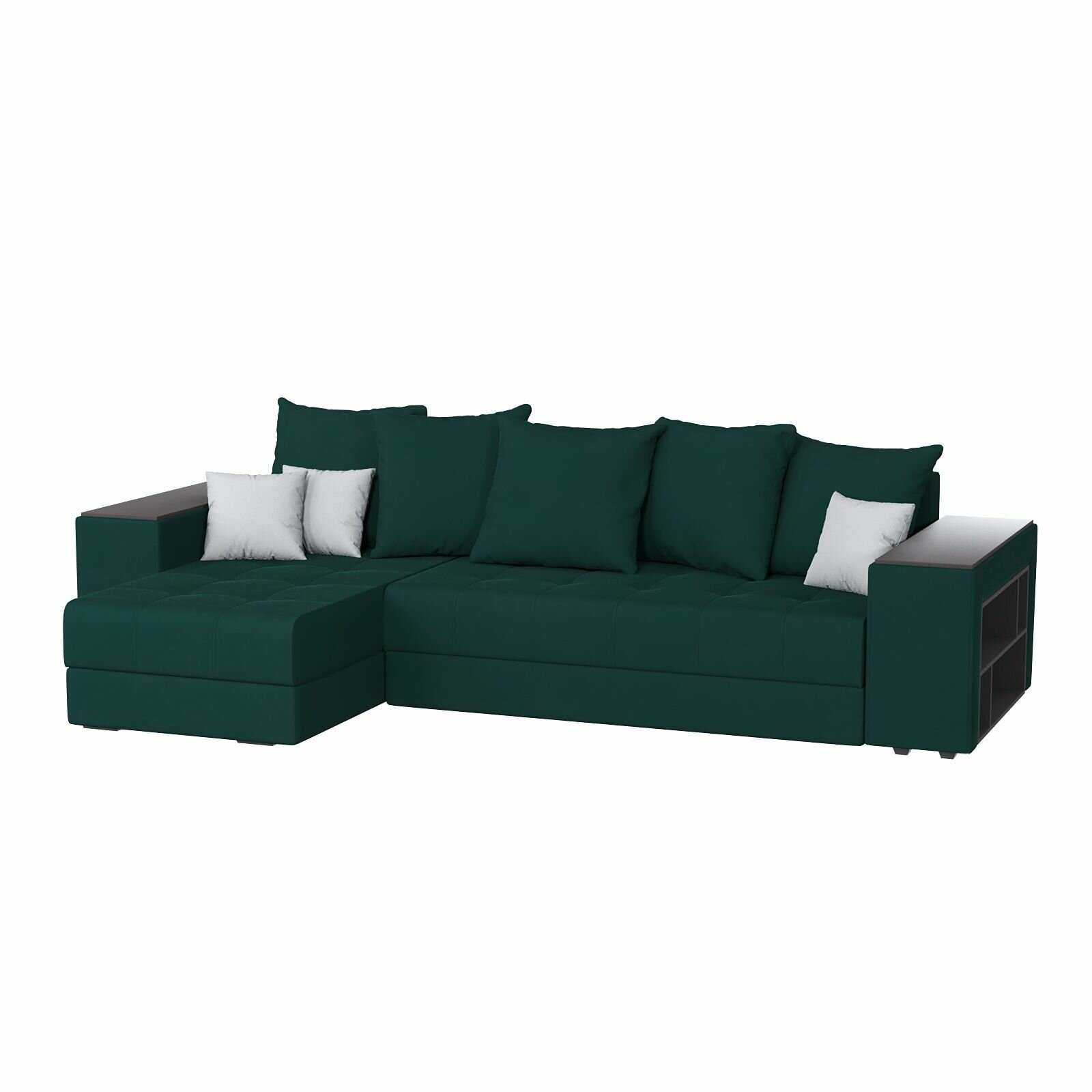 Угловой диван Дубай в велюре ЗараИзумруд, механизм еврокнижка