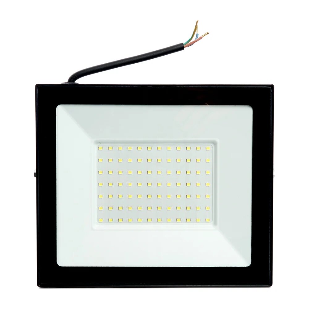 Светодиодный прожектор SAFFIT sfl90-100 ip65 черный, 55230, алюминиевый корпус, прямоугольный дизайн, монтажная скоба