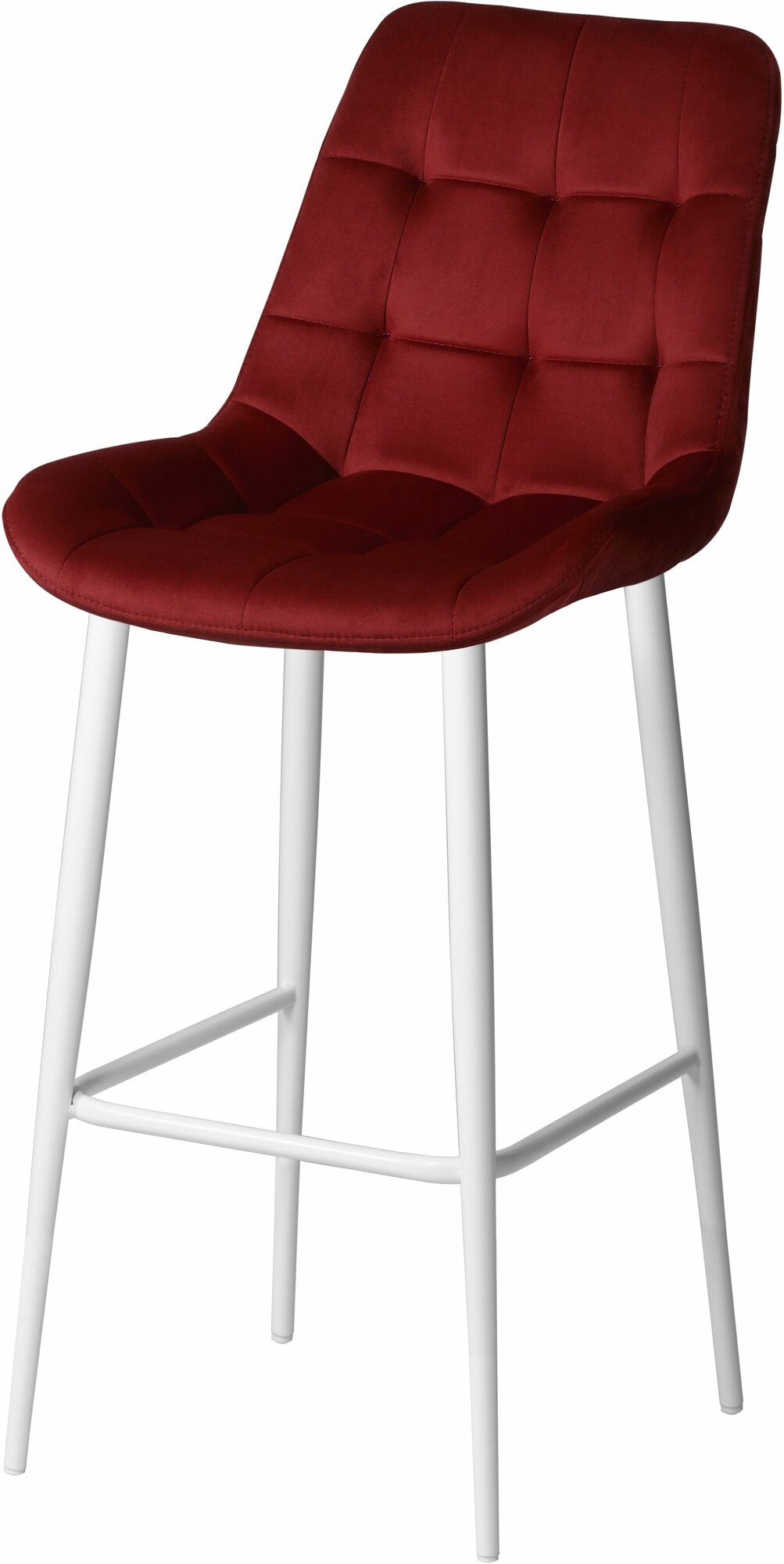 Комплект барных стульев Ambe Эйден, со спинкой для кухни, 75 см, бордовый, каркас белый, 2 шт