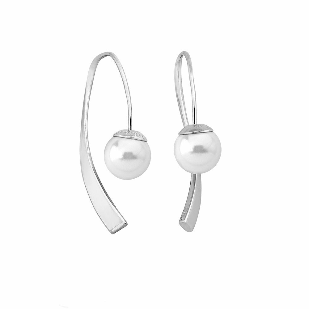 Серьги, серебро, 925 проба, родирование, жемчуг