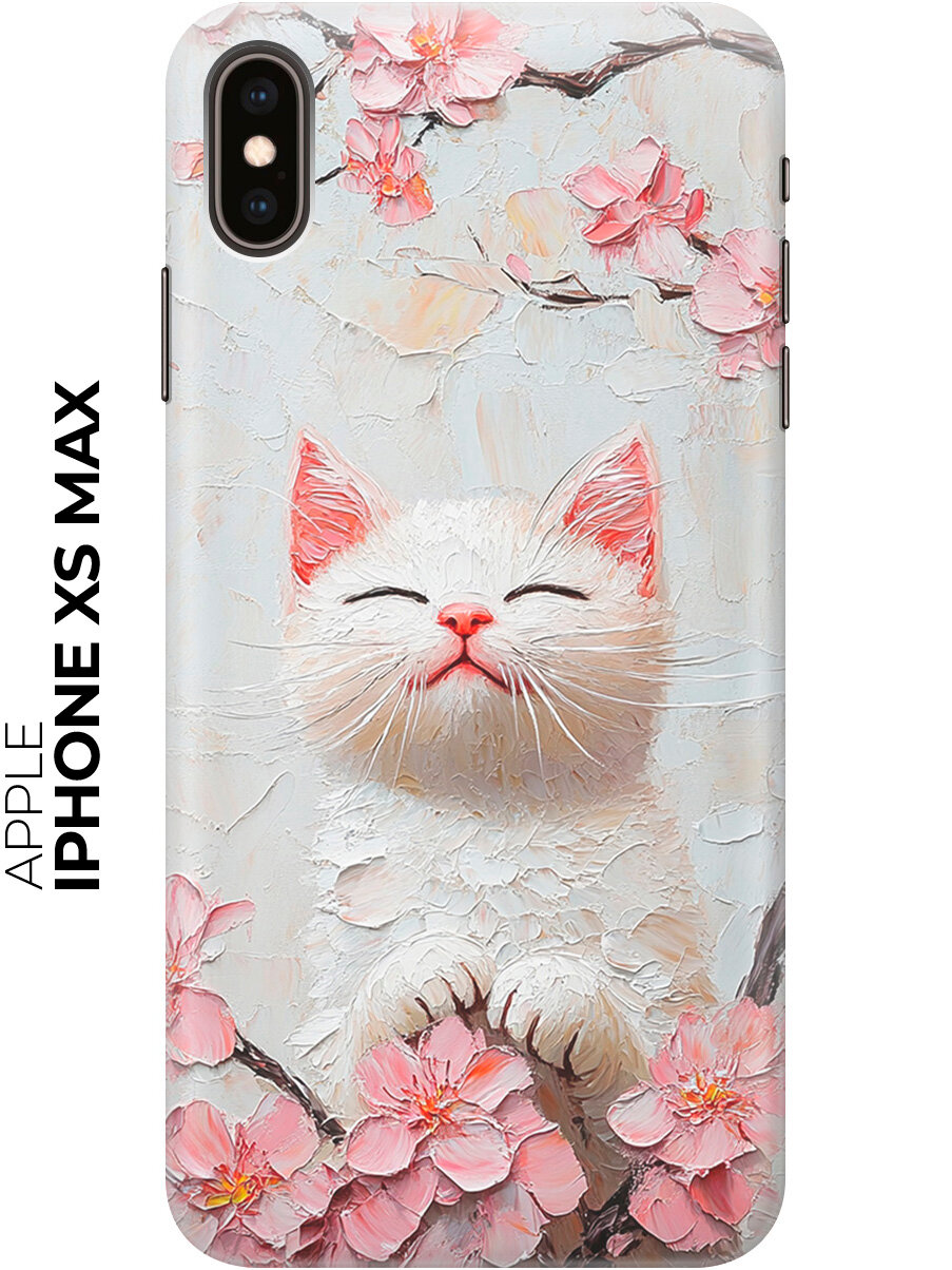 Силиконовый чехол на Apple iPhone XS Max с принтом "Котик и сакура"