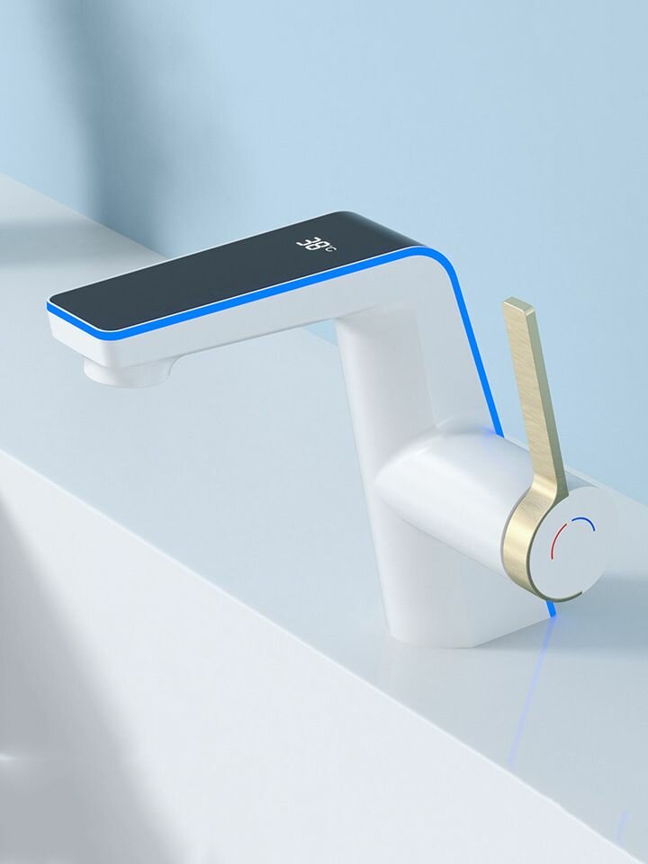 Смеситель для ванной комнаты, цифровой дисплей/подсветка, горячая и холодная вода, с одной ручкой, многофункциональный кран