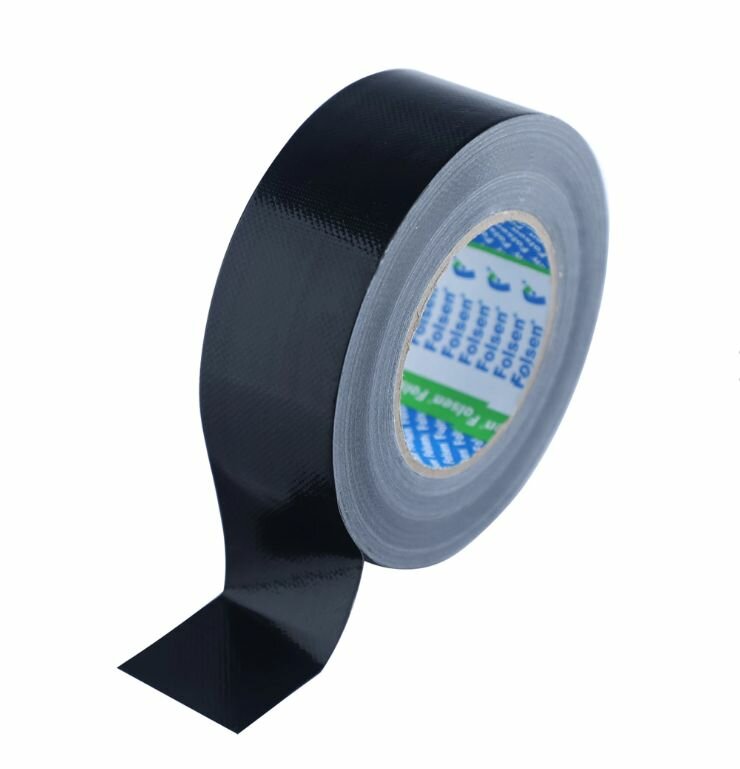 Клейкая лента армированная высокопрочная Folsen Heavy Duty 48 мм х 50 м тканевая черная 200 мкм