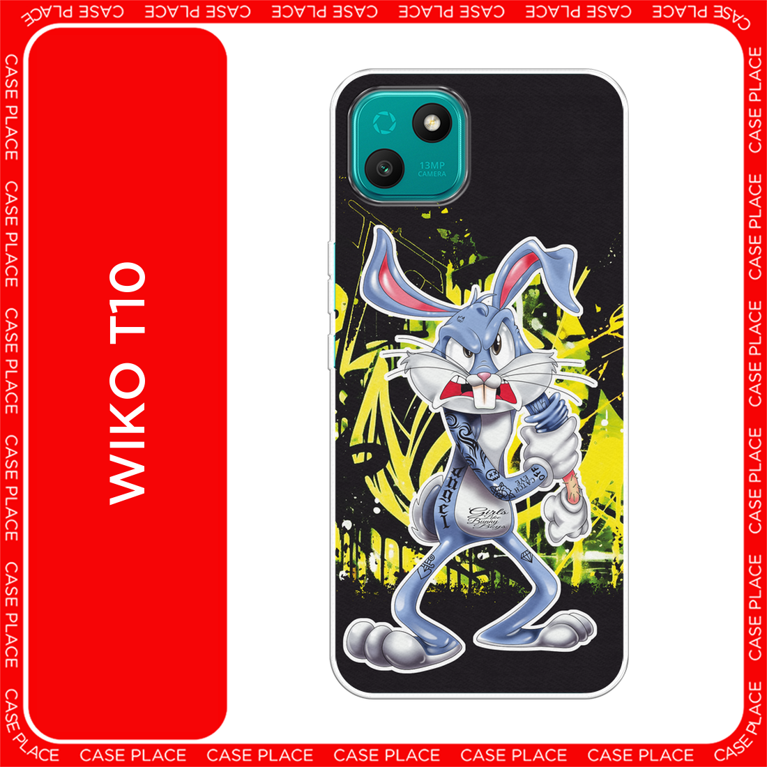 Силиконовый чехол на Wiko T10 / Вико Т10 с принтом Матёрый Багз Банни