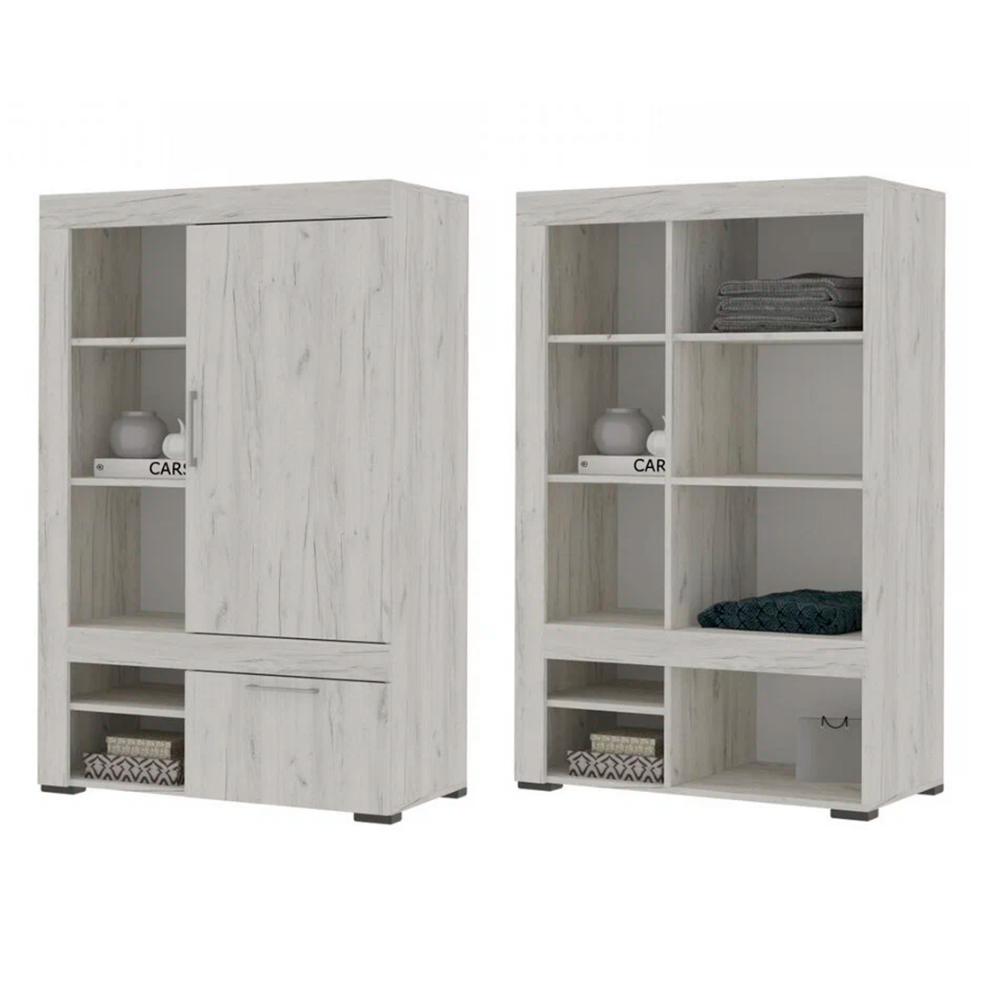 Шкаф с открытыми полками Гранд ШК 3 (896х1393х449), цвет дуб крафт белый