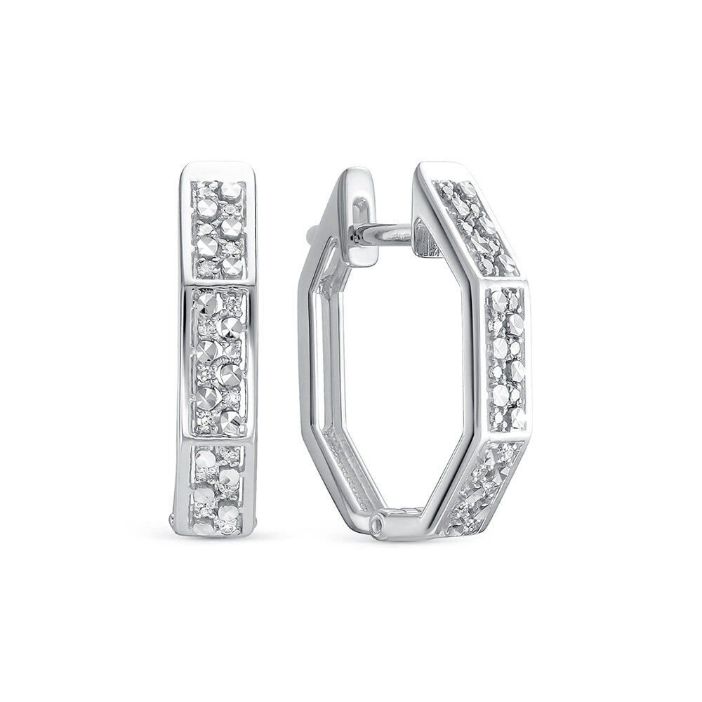 Серьги конго, белое золото, 585 проба, бриллиант