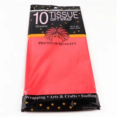 Цветная папиросная бумага 50*66 см, 10 шт. Розовый, red