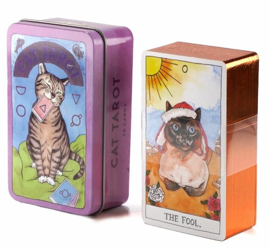 Карты Таро белого Божества в жестяной коробке Cat Tarot (Megan Lynn Kott)