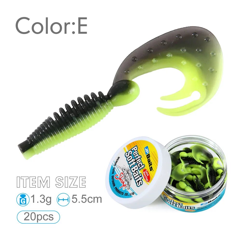 WEIHAI FSTK Силиконовые приманки-черви 20 шт. Зеленый, fish scent, ColorE