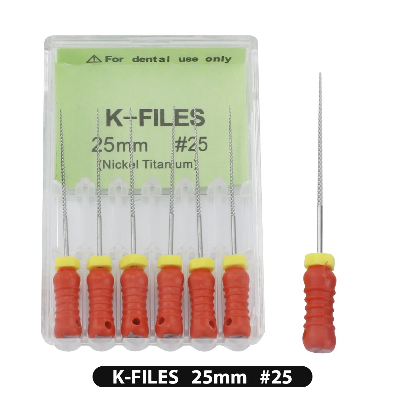 Стоматологические файлы K-File 25mm #25, 6 шт.