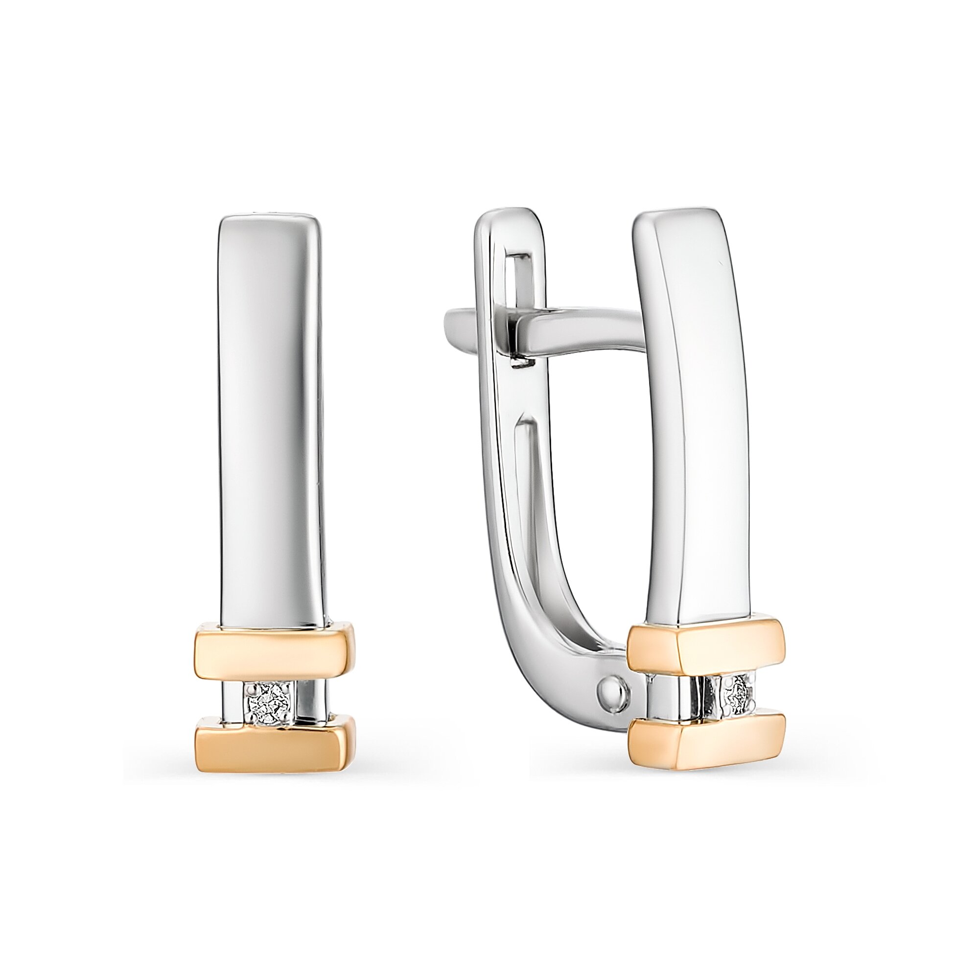 Серьги, серебро, 925 проба, родирование, бриллиант