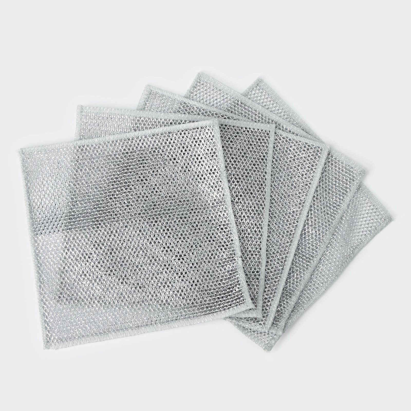 Сетка для мытья посуды узелковая, металлическая, однослойная, 5 шт, 19 19 см