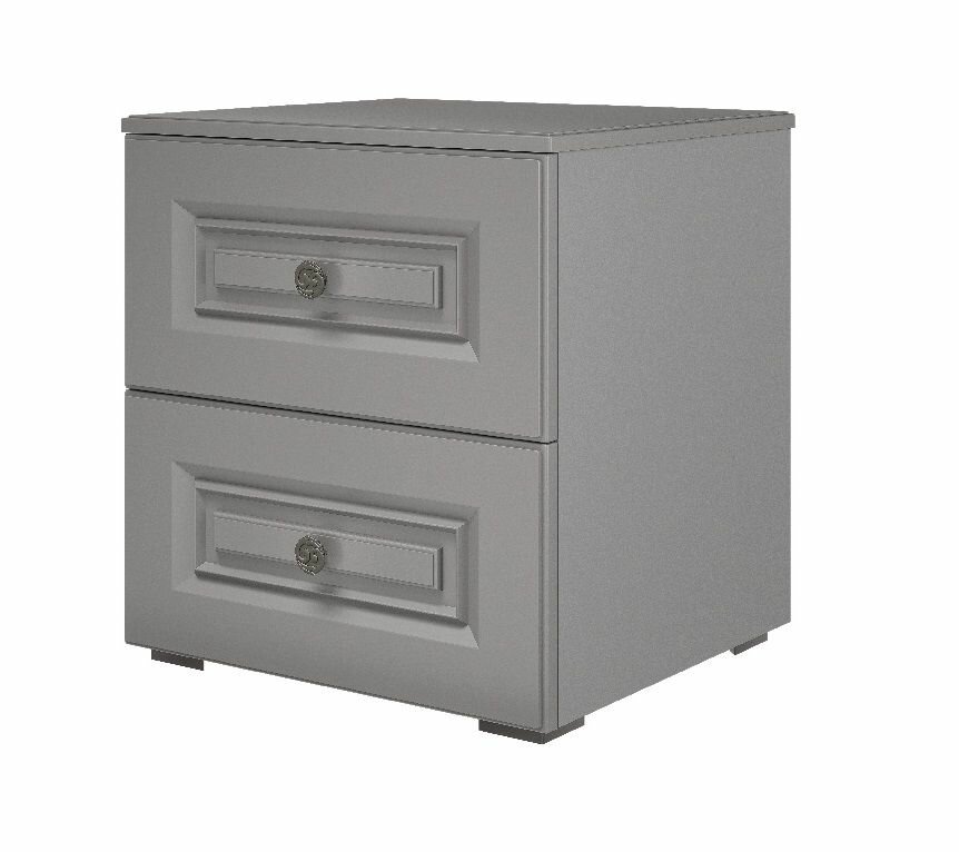 Тумба прикроватная Олимп два ящика, Антрацит серая, 44.4х48.2х40.7 см. Bravo мебель