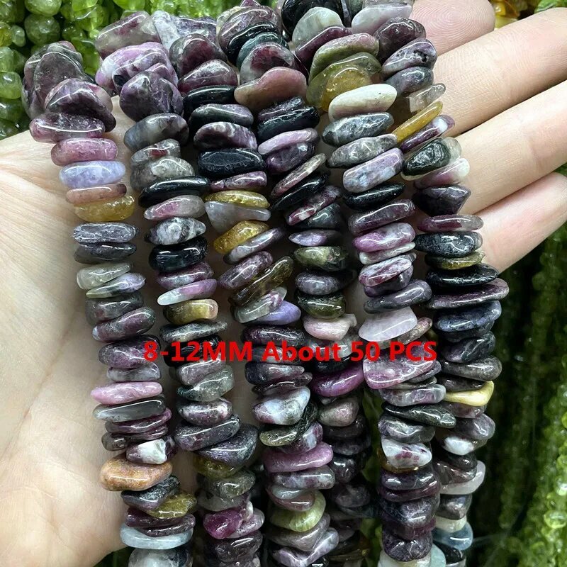 Бусины из натурального камня турмалин SYSRXLR 8-12MM About 50 PCS
