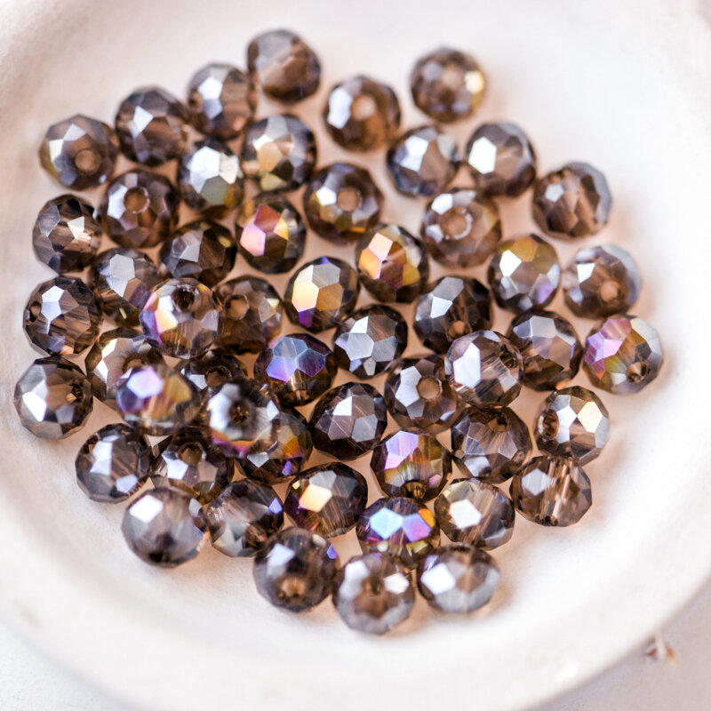 Бусины стеклянные рондели 150 шт, граненые 4х3 мм, цвет кофейный радужный