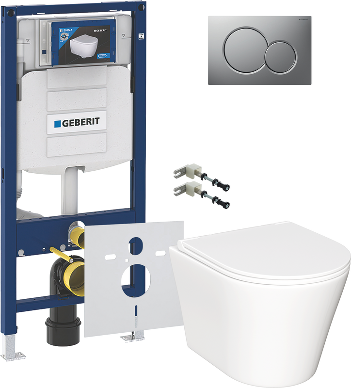 Комплект Унитаз подвесной Ceramicanova Forma CN3011 с микролифтом + Крепления Geberit Duofix 111.815.00.1 к стене + Звукоизоляция + Инсталляция UP 320 111.300.00.5 + Кнопка Sigma 01 115.770. JQ.5 лакированная, матовый хром
